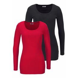 Flashlights Langarmshirt in rot, schwarz | Gr.: 48/50