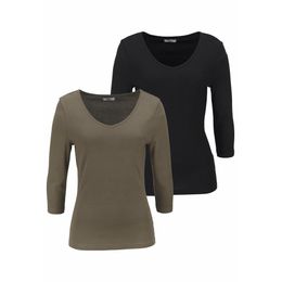 Flashlights V-Shirt in khaki, schwarz | Gr.: 36-38