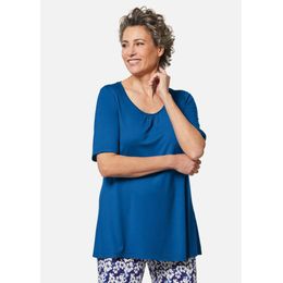 GOLDNER Kurzgr&ouml;&szlig;e: Zeitloses Shirt mit modernem Raffdetail in royalblau | Gr.: 19