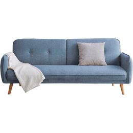 Salesfever Schlafsofa &raquo;Komfortables Link&ouml;ping Schlafsofa&laquo; mit Knopfheftung im R&uuml;cken und Schlaffunktion, Breite 188 cm Blau