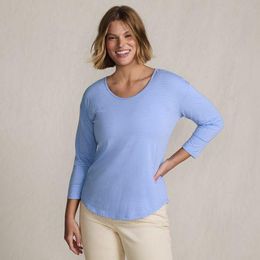 LANDS' END Fließendes Shirt mit Ballettausschnitt, Damen,  Blau, Elasthan/Baumwoll-Mischung, by Lands' End