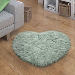 Paco Home Fellteppich »Playa 960« herzförmig 64 mm Höhe Kunstfell, Flokati-Optik, Hochflor, weich und flauschig, Uni-Farben mint Obermaterial: 100%...