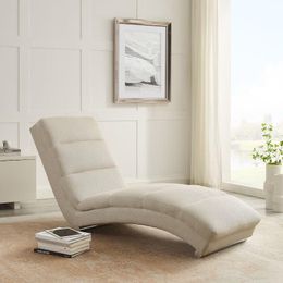 Salesfever Relaxliege »Komfortable Relaxliege« mit Quersteppung, Bezugstoff Oeko-Tex zertifiziert und PFC-frei Beige, Chrom Luxus Chaiselongue:...