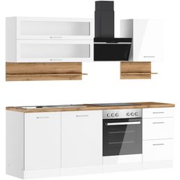 KOCHSTATION K&uuml;chenzeile &raquo;KS-Milan&laquo; 220 cm breit, robuste Metallausz&uuml;ge, viel Stauraum