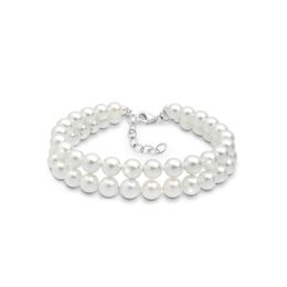 Elli Perlenarmband &raquo;Muschelkernperle 2-reihig 925 Sterling Silber&laquo; Wei&szlig; 19cm Zeitloses Perlen Armband f&uuml;r Damen