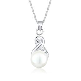Elli Perlenkette »Infinity Kristalle Süßwasserzuchtperle 925 Sterling Silber« Weiß 45 Halskette für Damen mit Glas Kristallen und Süßwasserperlen...
