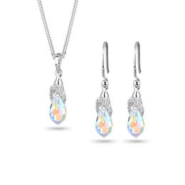 Elli Schmuckset &raquo;Tropfen Wei&szlig; 925 Sterling Silber, mit Kristallen von Swarovski &laquo; () Wei&szlig; onesize Schmuckset f&uuml;r Damen mit Swarovski Kristallen...