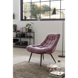 Salesfever Relaxsessel »Toulon - Komfortabler Loungesessel« mit XXL-Steppung, mit schwarzen oder naturfarbenen Beinen rosa/schwarz Trendiger...