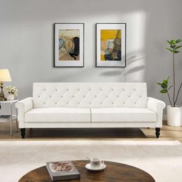 DOREL HOME 3-Sitzer »Tyne« Schlafsofa 222 cm, Bettfunktion (110/190cm), pflegeleichter Velours creme 100% Polyester