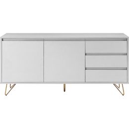 Salesfever Sideboard »Bolton Zeitlose Kommode für stilvolle Ordnung« Kommode mit Hairpin Beinen, Breite 150 cm Weiß/Gold