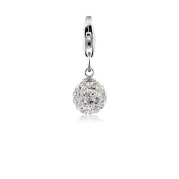 NENALINA Charm-Einhänger »Anhänger Ball 925 Silber, mit Kristallen von Swarovski « Silber Edler Kugel Charm-Anhänger, 925er Sterling Silber