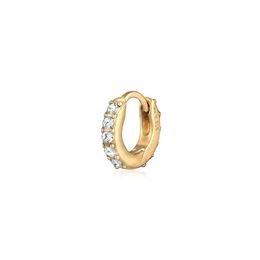 Elli Paar Creolen &raquo;Single Creole 925 Silber, mit Kristallen von Swarovski &laquo; Gold onesize Hochwertige Single Scharnier Creole f&uuml;r Damen