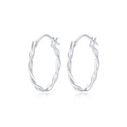 Elli Paar Creolen »Ohrringe Twisted Gedreht Creole Trend 925 Silber« Silber onesize Elegante Ohrringe aus 925er Sterling Silber