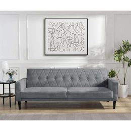 3-Sitzer &raquo;Avon&laquo; Schlafsofa 213cm, Bettfunktion (110/190cm), trendiger Cord o. Webstoff grau 100% Polyester