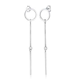 Elli Paar Ohrhänger »Ohrstecker Lang Stab Kreis 925 Sterling Silber« Silber onesize Ohrringe für Damen in geometrischem Stil verleihen jedem Outfit...