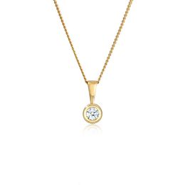 Elli DIAMONDS Collierkettchen »Solitär Diamant Weiß Brillantschliff (0.11 ct) 585 Gelbgold« Weiß 45 Halskette für Damen mit Diamant Perfekt für den...