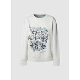 Pepe Jeans Damen Sweatshirt &raquo;BEDA&laquo;, bedruckt, mit Rundhals wei&szlig; M