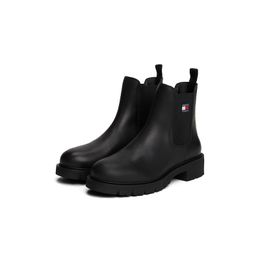 Tommy Jeans Chelseaboots »TJW CHELSEA LEATHER BOOT«, Blockabsatz, Schlupfboots, Stiefelette mit typischer Logoflagge schwarz 39 39 Chelseaboots mit...
