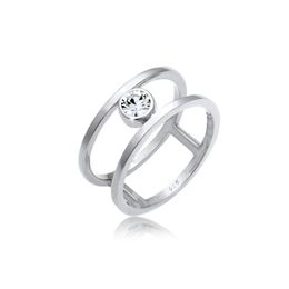 Elli Premium Fingerring »Glas Kristalle Weiß 925 Sterling Silber« Silber 52 mm Ring für Damen mit Glas Kristallen verleiht jedem Outfit einen Hauch...