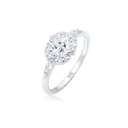 Elli Premium Verlobungsring »Verlobungsring Zirkonia Weiß 925 Sterling Silber« Silber 52 mm Verlobungsring für Damen mit Prinzessschliff Zirkonia...