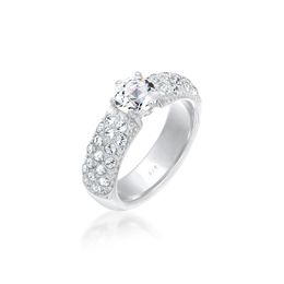Elli Premium Verlobungsring »Weiß 925 Sterling Silber, mit Kristallen von Swarovski « Silber 56 mm Ring für Damen mit funkelnden Swarovski ...