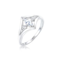 Elli Verlobungsring »Zirkonia Weiß 925 Sterling Silber« Silber 58 mm Ring für Damen mit funkelndem Marquise Zirkonia