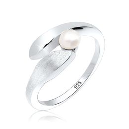 Elli Perlenring »Perlen Weiß Rund 925 Sterling Silber« Silber 58 mm Ring für Damen mit echten Zuchtperlen