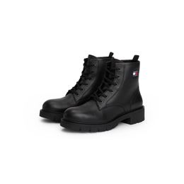 Tommy Jeans Schnürboots »TJW LACE UP LEATHER BOOT«, Blockabsatz, Schnürstiefelette mit Logoflag an der Seite schwarz 35 35 Schnürboots mit...