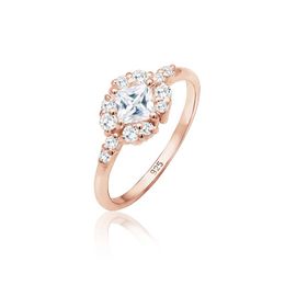 Elli Premium Verlobungsring »Verlobungsring Zirkonia Weiß 925 Sterling Silber« Rosegold 58 mm Verlobungsring für Damen mit Prinzessschliff Zirkonia...