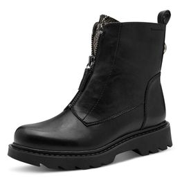 Tamaris Stiefelette, Blockabsatz, Boots mit Front- und Innenreißverschluss schwarz snake 41 41 Stiefelette mit Besatz in Reptilienoptik an der...