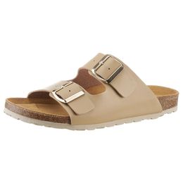 ANISTON SHOES Pantolette, Basic, Sommerschuh, Schlappen mit Schnallenverschl&uuml;ssen beige 39 39 Pantolette mit Naturkork-Fu&szlig;bett