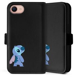 DeinDesign iPhone 16e Handy Klapph&uuml;lle Handyh&uuml;lle aus Kunst Leder schwarz Flip Case Disney Lilo & Stitch Merchandise Sideflip mit Lasche