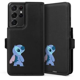DeinDesign Galaxy S21 Ultra 5G Handy Klapph&uuml;lle Handyh&uuml;lle aus Kunst Leder schwarz Flip Case Disney Lilo & Stitch Merchandise Sideflip mit Lasche