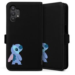 DeinDesign Galaxy A32 5G Handy Klapph&uuml;lle Handyh&uuml;lle aus Kunst Leder schwarz Flip Case Merchandise Disney Lilo & Stitch Sideflip mit langer Lasche