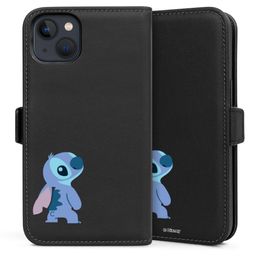 DeinDesign iPhone 13 Handy Klapph&uuml;lle Handyh&uuml;lle aus Kunst Leder schwarz Flip Case Disney Lilo & Stitch Merchandise Sideflip mit Lasche