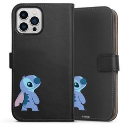 DeinDesign iPhone 13 Pro Max Handy Klapph&uuml;lle Handyh&uuml;lle aus Kunst Leder schwarz Flip Case Disney Lilo & Stitch Merchandise Sideflip mit langer Lasche