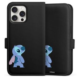 DeinDesign iPhone 15 Pro Max Handy Klapph&uuml;lle Handyh&uuml;lle aus Kunst Leder schwarz Flip Case Disney Lilo & Stitch Merchandise Sideflip mit Lasche