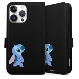 DeinDesign iPhone 14 Pro Max Handy Klapph&uuml;lle Handyh&uuml;lle aus Kunst Leder schwarz Flip Case Disney Lilo & Stitch Merchandise Sideflip mit Lasche