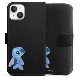 DeinDesign iPhone 14 Handy Klapph&uuml;lle Handyh&uuml;lle aus Kunst Leder schwarz Flip Case Disney Lilo & Stitch Merchandise Sideflip mit Lasche