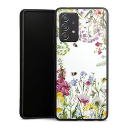 DeinDesign Galaxy A52s 5G Handy Premium Silikon H&uuml;lle Handyh&uuml;lle schwarz Case Meadow Nature Flowers Silikon Premium Case