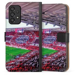 DeinDesign Galaxy A33 5G Handy Klapph&uuml;lle Handyh&uuml;lle aus Kunst Leder schwarz Flip Case Stadium Fcb Fc Bayern M&uuml;nchen Sideflip mit langer Lasche