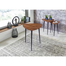 Beistelltisch 60x60 cm Akazie massiv & nussbaumfarben Couchtisch Unikat ELSA