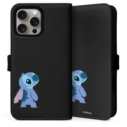 DeinDesign iPhone 16 Pro Handy Klapph&uuml;lle Handyh&uuml;lle aus Kunst Leder schwarz Flip Case Disney Lilo & Stitch Merchandise Sideflip mit Lasche