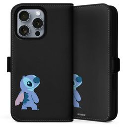 DeinDesign iPhone 16 Pro Max Handy Klapph&uuml;lle Handyh&uuml;lle aus Kunst Leder schwarz Flip Case Disney Lilo & Stitch Merchandise Sideflip mit Lasche