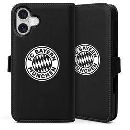 DeinDesign iPhone 16 Plus Handy Klapph&uuml;lle Handyh&uuml;lle aus Kunst Leder schwarz Flip Case Fcb Coat Of Arms Fc Bayern M&uuml;nchen Sideflip mit Lasche