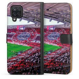 DeinDesign Galaxy A12 Handy Klapph&uuml;lle Handyh&uuml;lle aus Kunst Leder schwarz Flip Case Stadium Fcb Fc Bayern M&uuml;nchen Sideflip mit langer Lasche