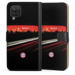 DeinDesign Galaxy A12 Handy Klapph&uuml;lle Handyh&uuml;lle aus Kunst Leder schwarz Flip Case Fc Bayern M&uuml;nchen Fcb Stadium Sideflip mit langer Lasche