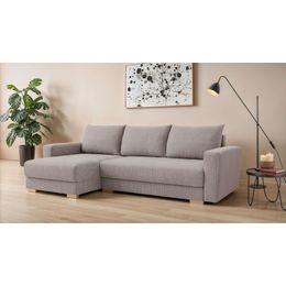 Ecksofa Inosign, B:255cm H:84cm T:142cmbeige, 100% Polyester, Wohnzimmer, Sofas, "MAGHERA universell Schlafsofa mit Bettkasten, Maße B/T/H: