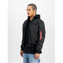Bomberjacke Alpha Industries "MA-1 TT Hood", Herren, Gr. M, schwarz, Web, Obermaterial: 100% Nylon, slim fit, Jacken