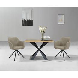 Esszimmerstuhl Home Affaire "Naples, TOPSELLER, OTTOs Choice", grau (taupe), B:58cm H:86cm T:57cm, metal frame, plywood, foam, fabric, metal leg, Stühle, Drehstuhl 360 Grad Drehfunktion, hochwertiges Material, pflegeleicht